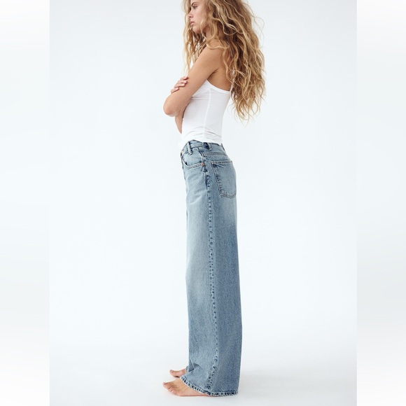 Zara | Jeans | Zara Trf High Rise Wide Leg Crossover Waistband Jeans ...